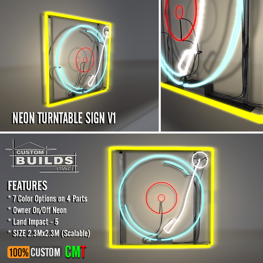 Second Life Marketplace - [TWC] - Neon Turntable Sign V1